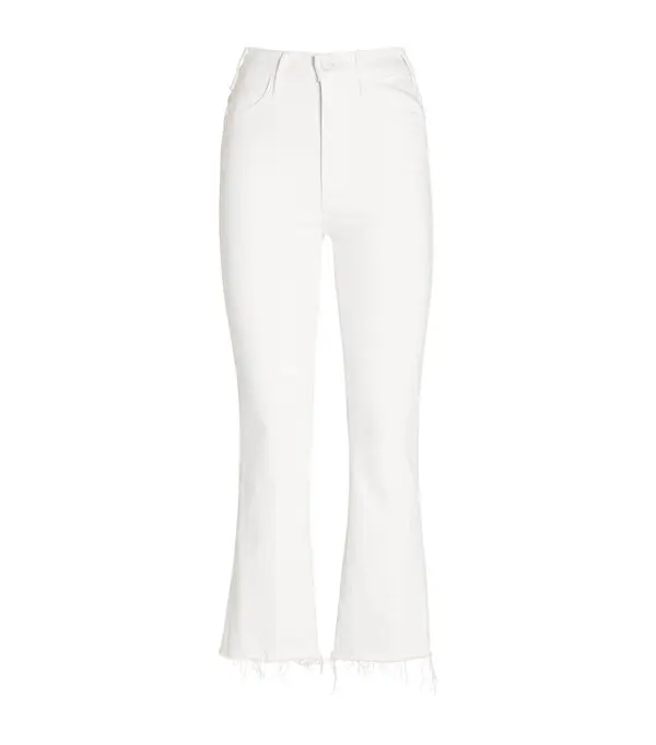 MOTHER The Hustler Ankle Fray Jeans - White