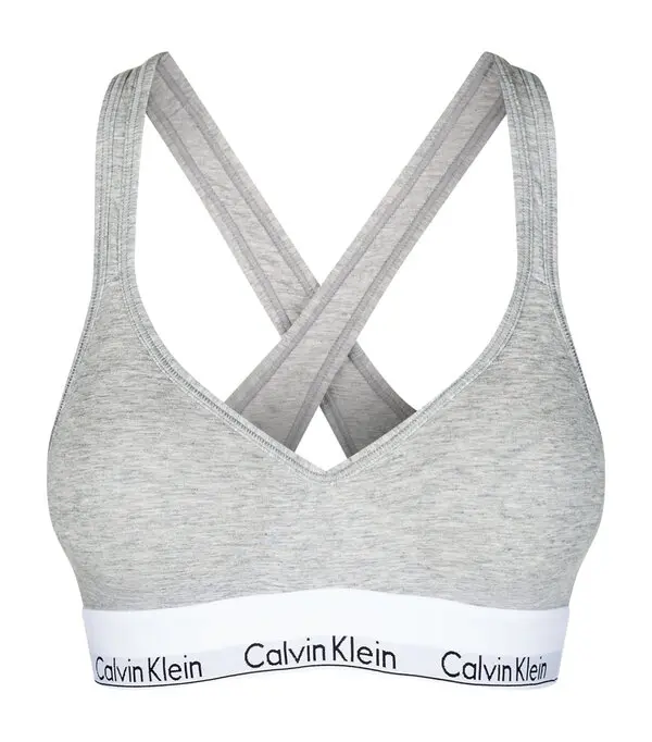 Calvin Klein Padded Logo Bralette - Grey