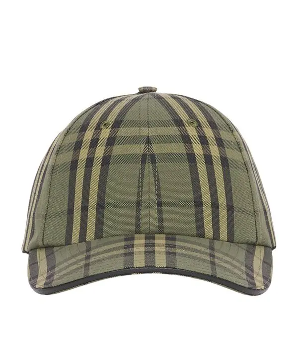 Burberry Cotton Check Baseball Cap Green Editorialist