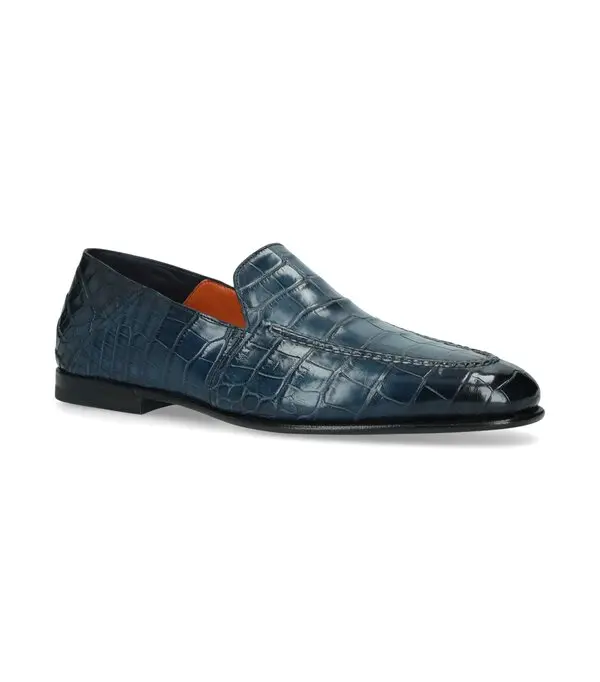 Santoni Carlos Crocodile Loafers