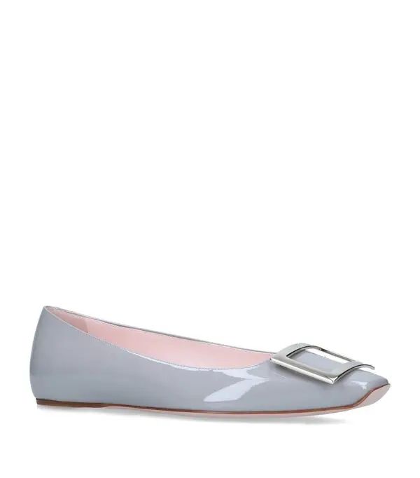 ROGER VIVIER Patent Leather Trompette Ballet Flats - Grey