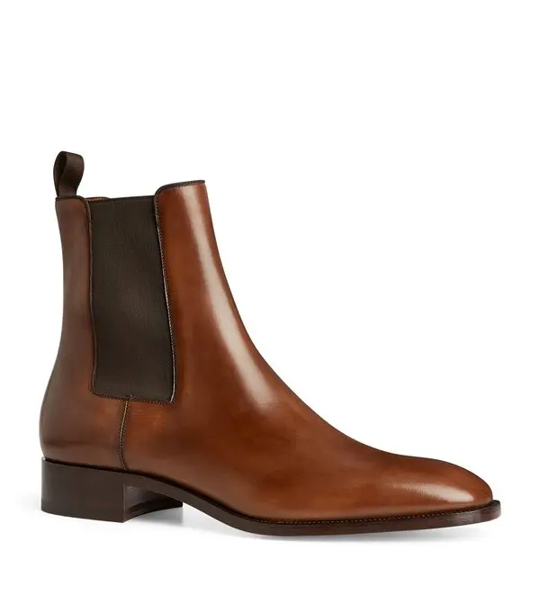 CHRISTIAN LOUBOUTIN Samson Leather Chelsea Boots - Brown