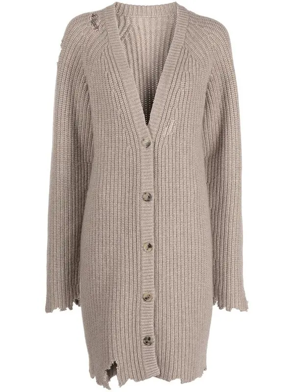 Khaite The Rory Distressed Cardigan - Neutrals