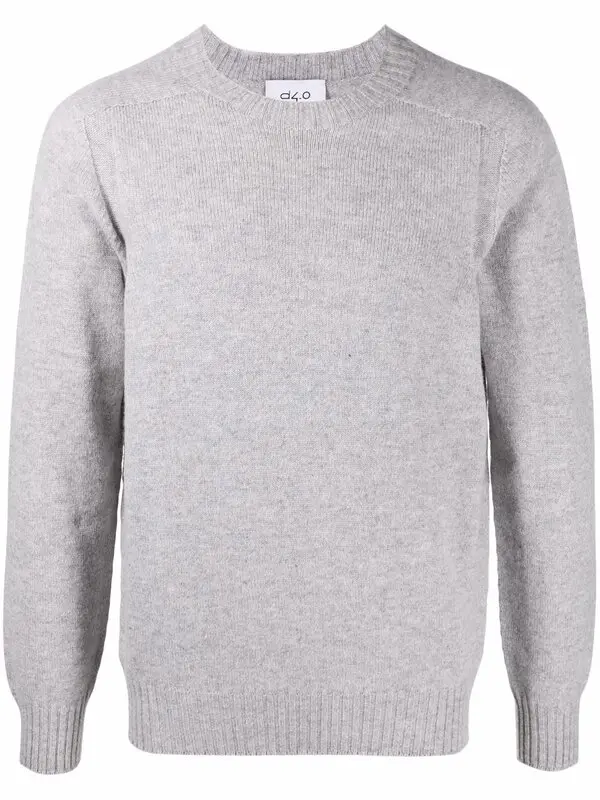 D4.0 Ribbed-trim Virgin-wool Jumper - Grey