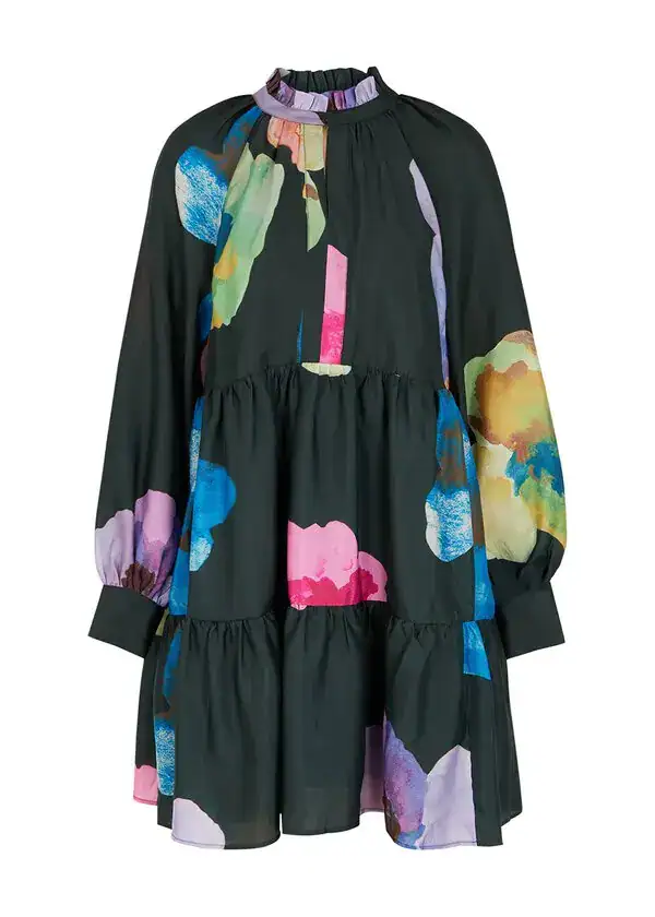 strapless open back dress Pink Cotton Tunic Dress with Red RicRac – Me&B main image 1
