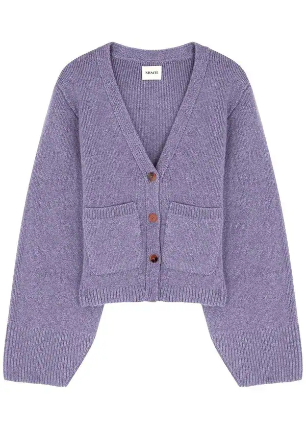 Khaite Scarlet Purple Cashmere Cardigan In Lilac 43% Off