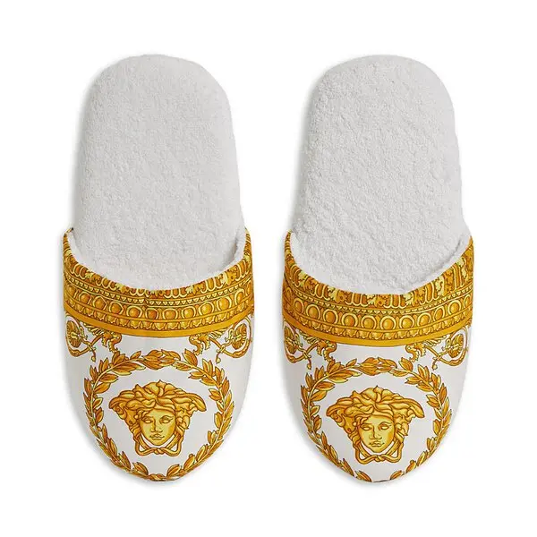 Versace I Heart Baroque Bath Slippers - White