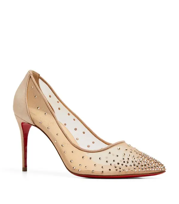 CHRISTIAN LOUBOUTIN Follies Strass 85 Pumps - Beige