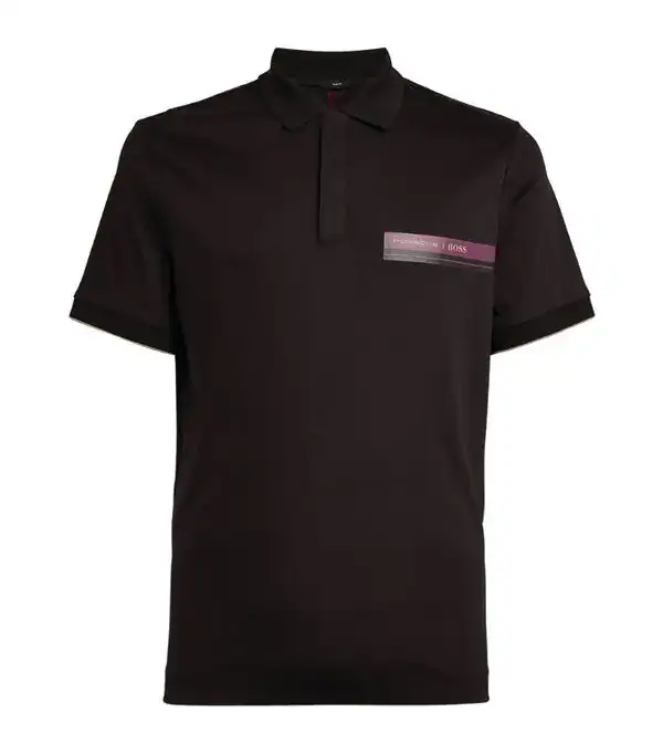 Hugo Boss Porsche Cotton Polo Shirt Black Editorialist
