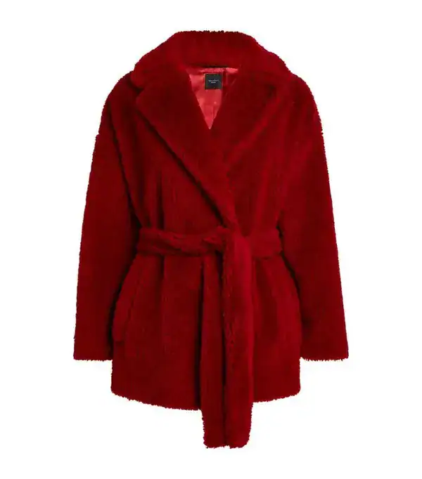 Max Mara Short Teddy Coat Red Editorialist