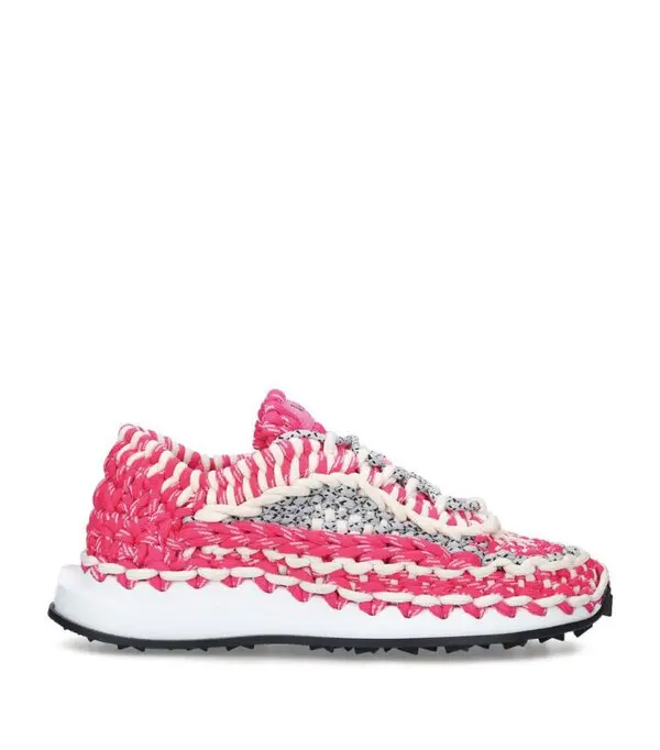 Valentino Garavani Crochet Vlogo Sneakers In Pink 45% Off