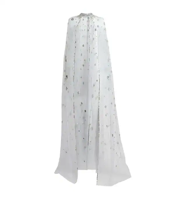 Cucculelli Shaheen Constellation Tulle Cape In Blue 30% Off