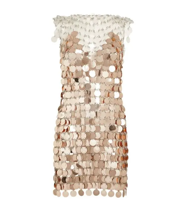 Rabanne Disc Mini Dress In P140 Transparent - 31% Off | Editorialist