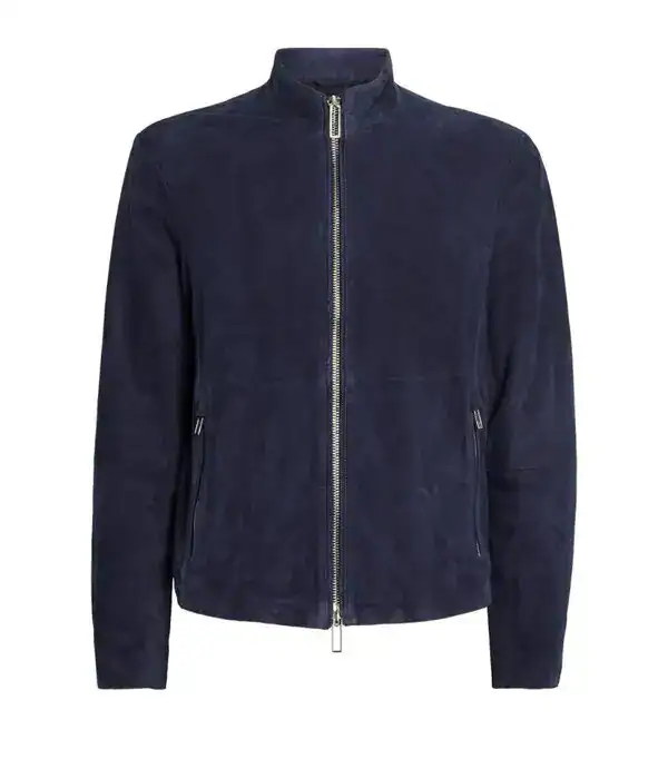 Emporio Armani Suede Jacket - Blue | Editorialist