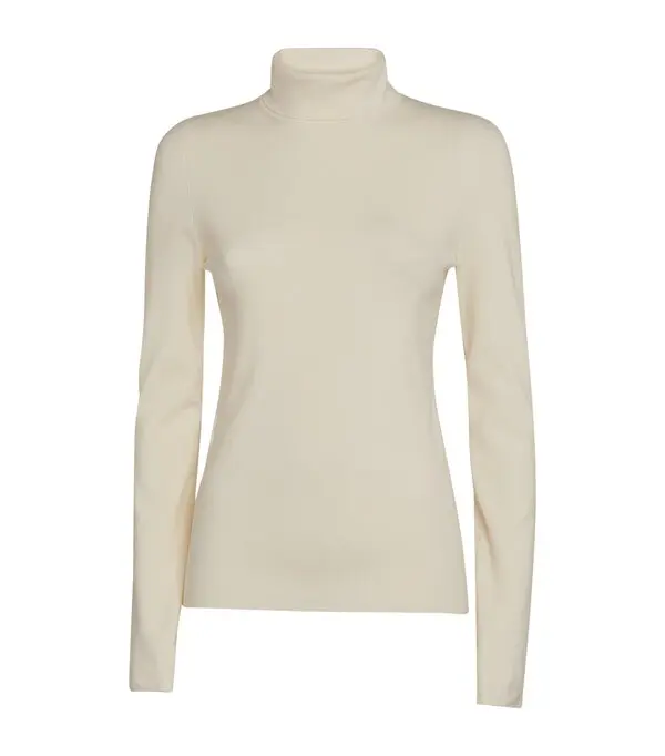 JOSEPH Silk Stretch High Neck Top - Ivory