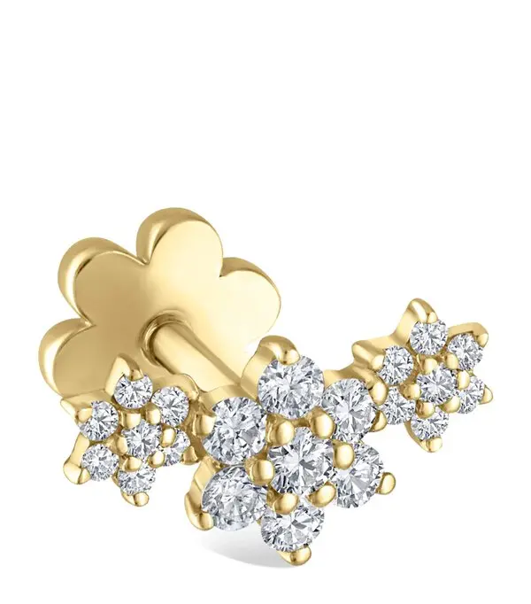MARIA TASH Yellow Diamond Three Flower Garland Threaded Stud Earring