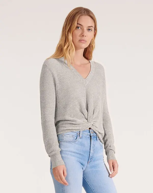 Veronica Beard Soren Twist-Front Sweater Grey In Grey Melange 30