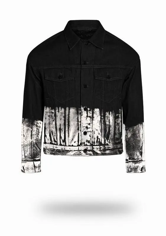 VENIM Shorter Classic Denim Jacket With Mercury Foil - Black | Editorialist