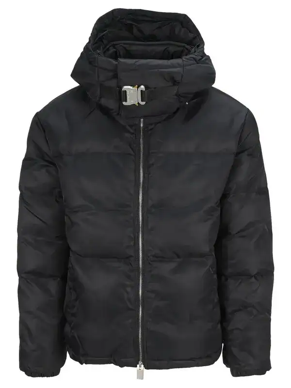 1017 Alyx 9sm Hooded Puffer Jacket With Buckle - Black | Editorialist