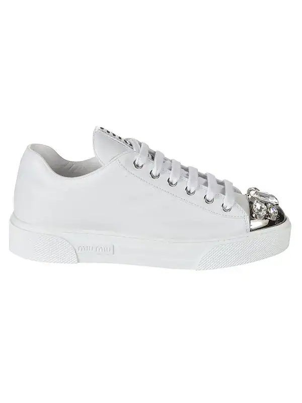 Miu Miu Crystal Embellished Sneakers White Editorialist