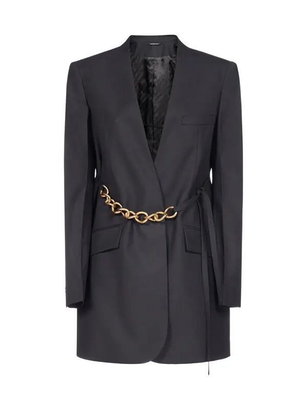 Givenchy Chain Belt-detail Wool Blazer - Black | Editorialist