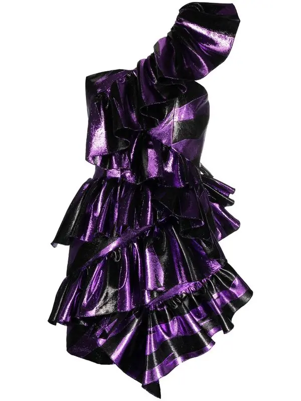 Alexandre Vauthier Purple And Black Mini Dress Violet Editorialist