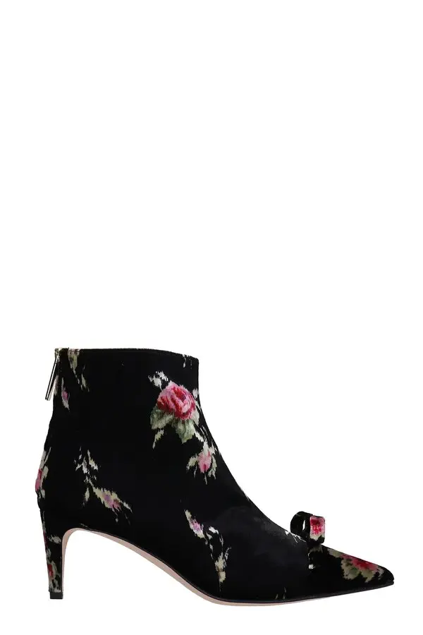 Red Valentino High Heels Ankle Boots In Velvet - Black | Editorialist
