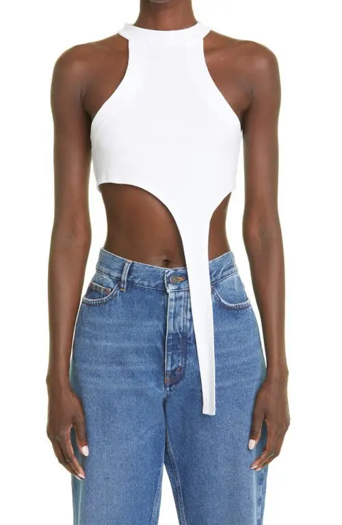 K.NGSLEY Raceher Rib Asymmetric Tank - White
