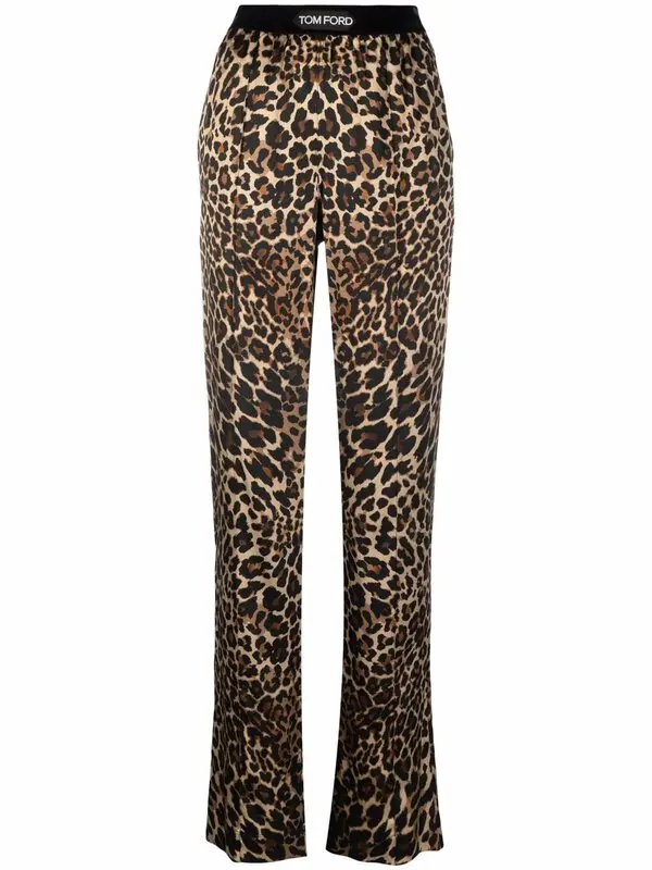 TOM FORD Leopard-print Straight-leg Trousers - Neutrals