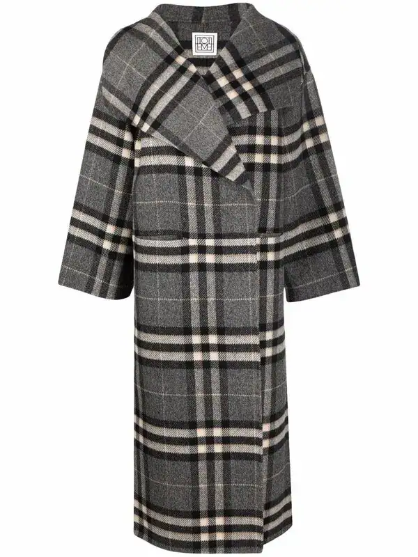 THETOE Fleet Wool Coat グレー（チェック） Toteme Check-Print Wool Coat In Grey - 30% Off | Editorialist