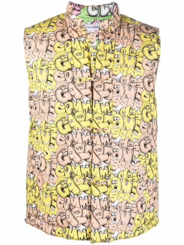 Comme Des Garçons X Kaws Logo Print Gilet