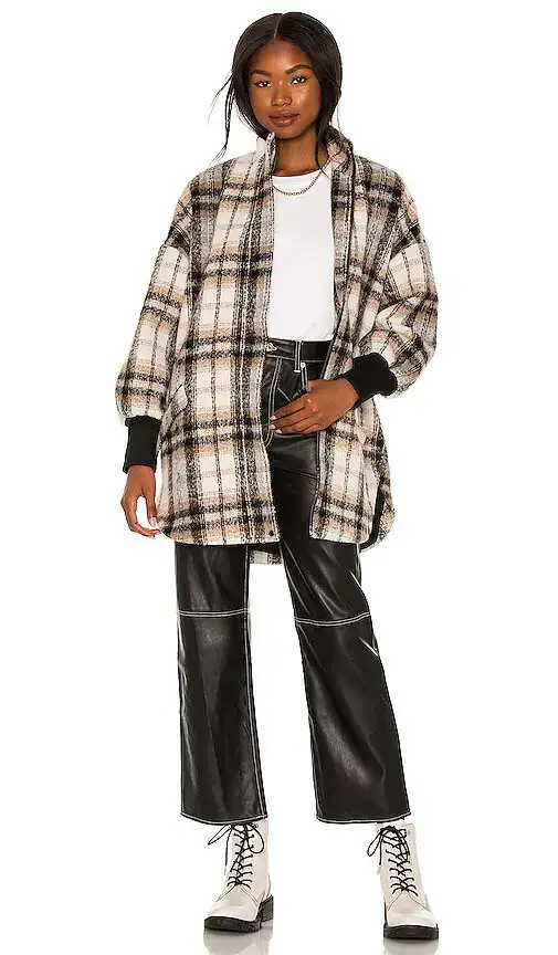 Steve Madden Plaid Times Coat Ivory Editorialist