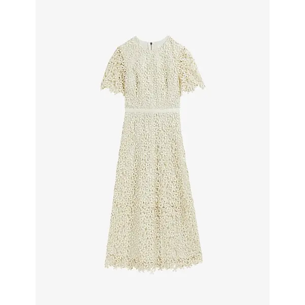 green emerald velvet dress Ted Baker size 10 (designer 4) Lorene Embroidered White Halter Dress