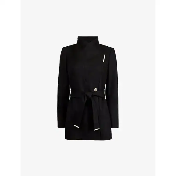 Ted Baker London Rytaa Wrap Wool-blend Coat 10 - Black | Editorialist