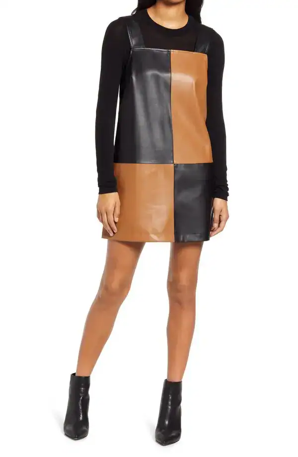 Steve Madden Shapeshift Faux Leather Dress In Caramel - 50% Off |  Editorialist