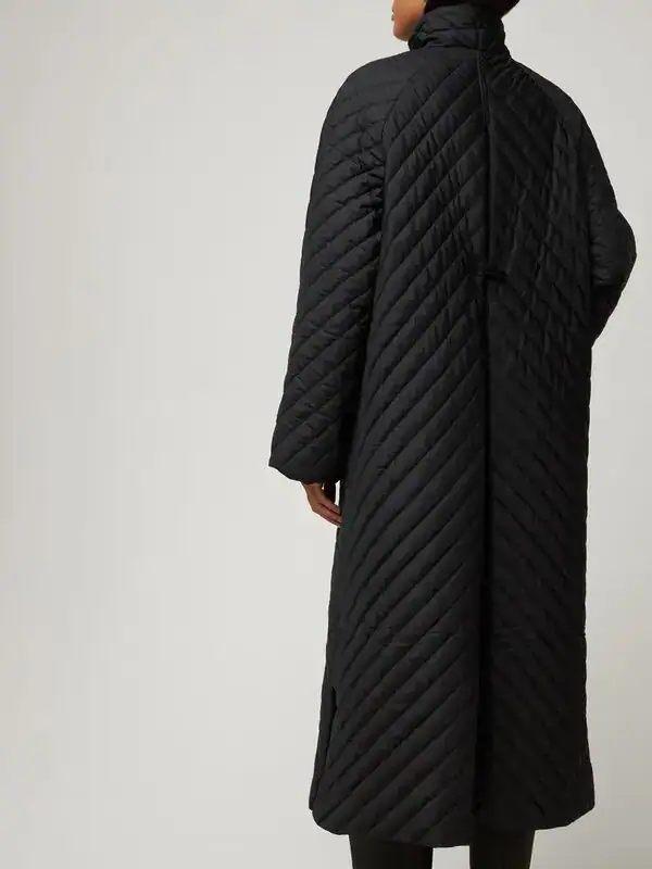 Ganni Recycled Ripstop Quilted Coat - Black | Editorialist
