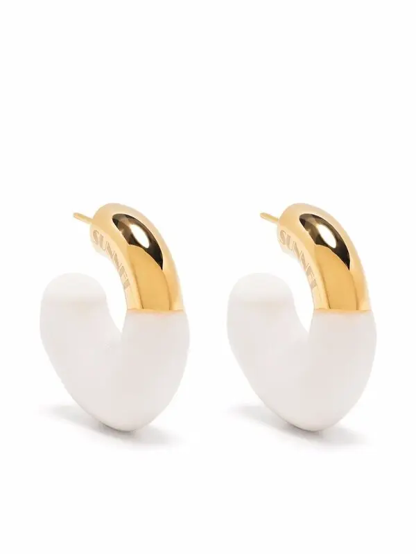 Sunnei Rubber-detail Hoop Earrings - Gold