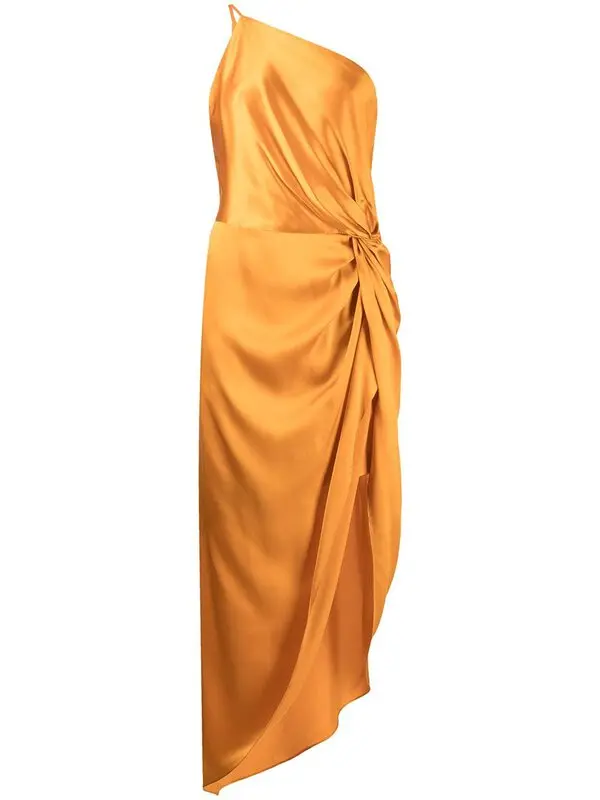 Michelle Mason Twist Knot Silk Dress - Orange