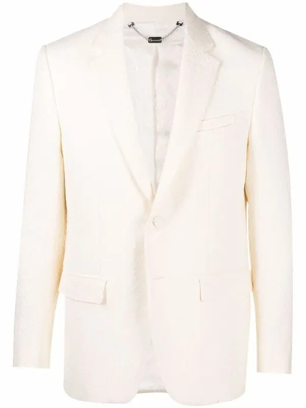 BILLIONAIRE Jaquard Crocodile-effect Tailored Blazer - White