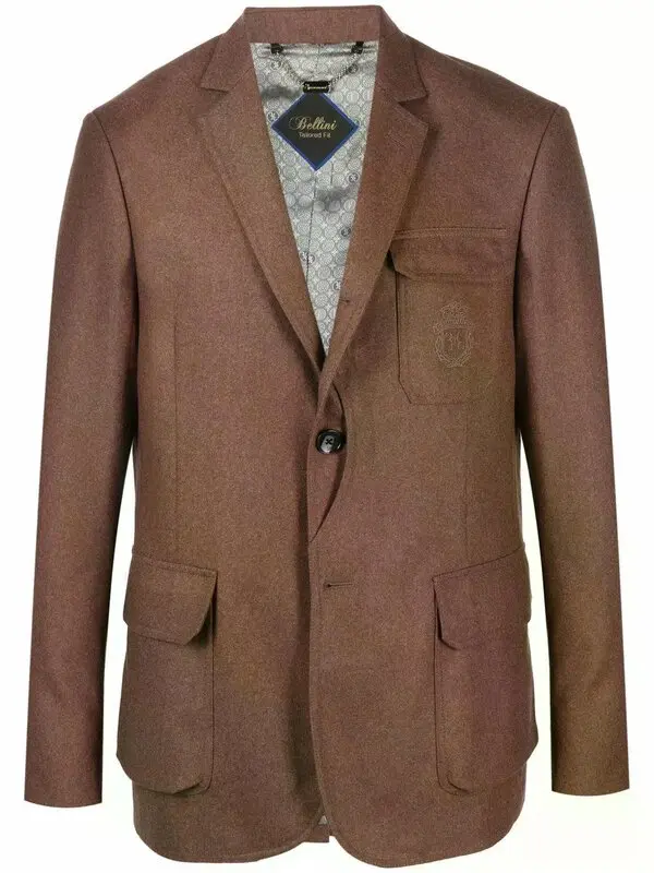 BILLIONAIRE Embroidered-logo Tailored Blazer - Brown