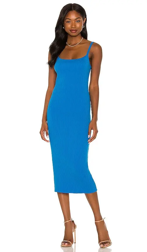 Line & Dot Eva Knit Ribbed Dress & Shrug Set In Blue - 30% Off |  Editorialist