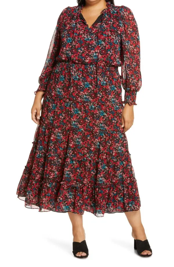 knee length dresses for ladies Vince Camuto Size M Black/White Print Cinched NEW Designer Dress Maxi   Another Season Consignments