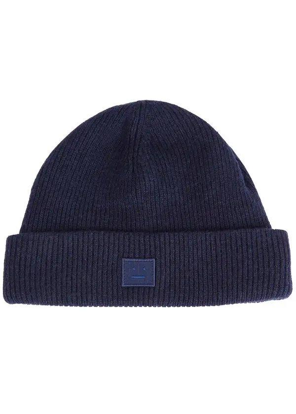Acne Studios Kansy Wool-Blend Beanie Navy Editorialist
