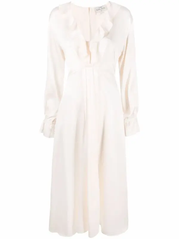 Forte_forte Empire-Line Midi Silk Dress In Neutrals - 40% Off | Editorialist