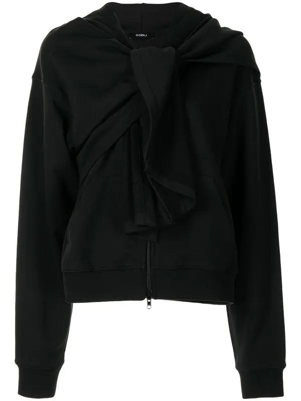 Goen.j Knot-detail Zip-up Hoodie - Black