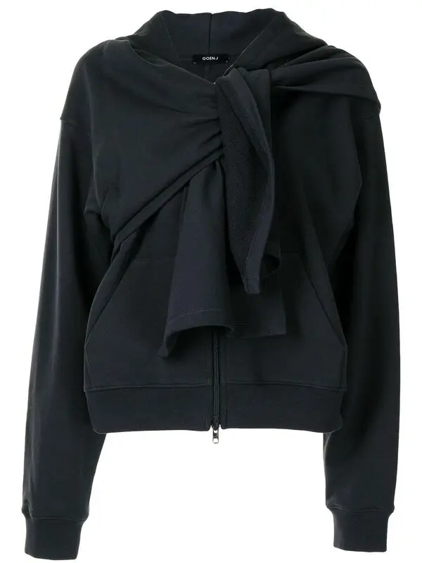 Goen.j Knot-detail Zip-up Hoodie - Blue