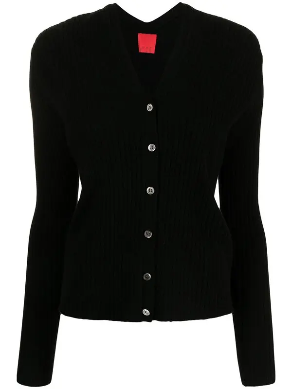 Cashmere In Love Inez Ribbed-knit Cropped Cardigan - Black