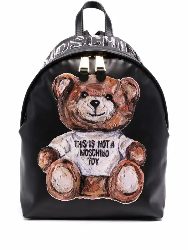 Moschino Teddy Bear Print Backpack In Black - 50% Off  display picture 1