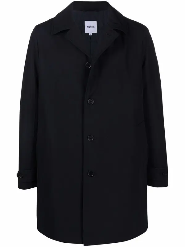 Aspesi Single-breasted Cotton-blend Coat - Blue