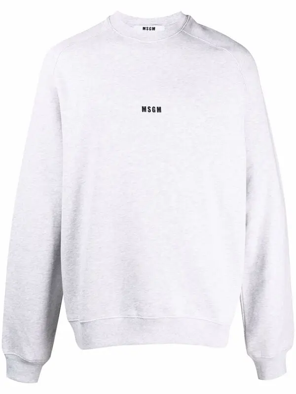 MSGM Logo-print Cotton Sweatshirt - Grey
